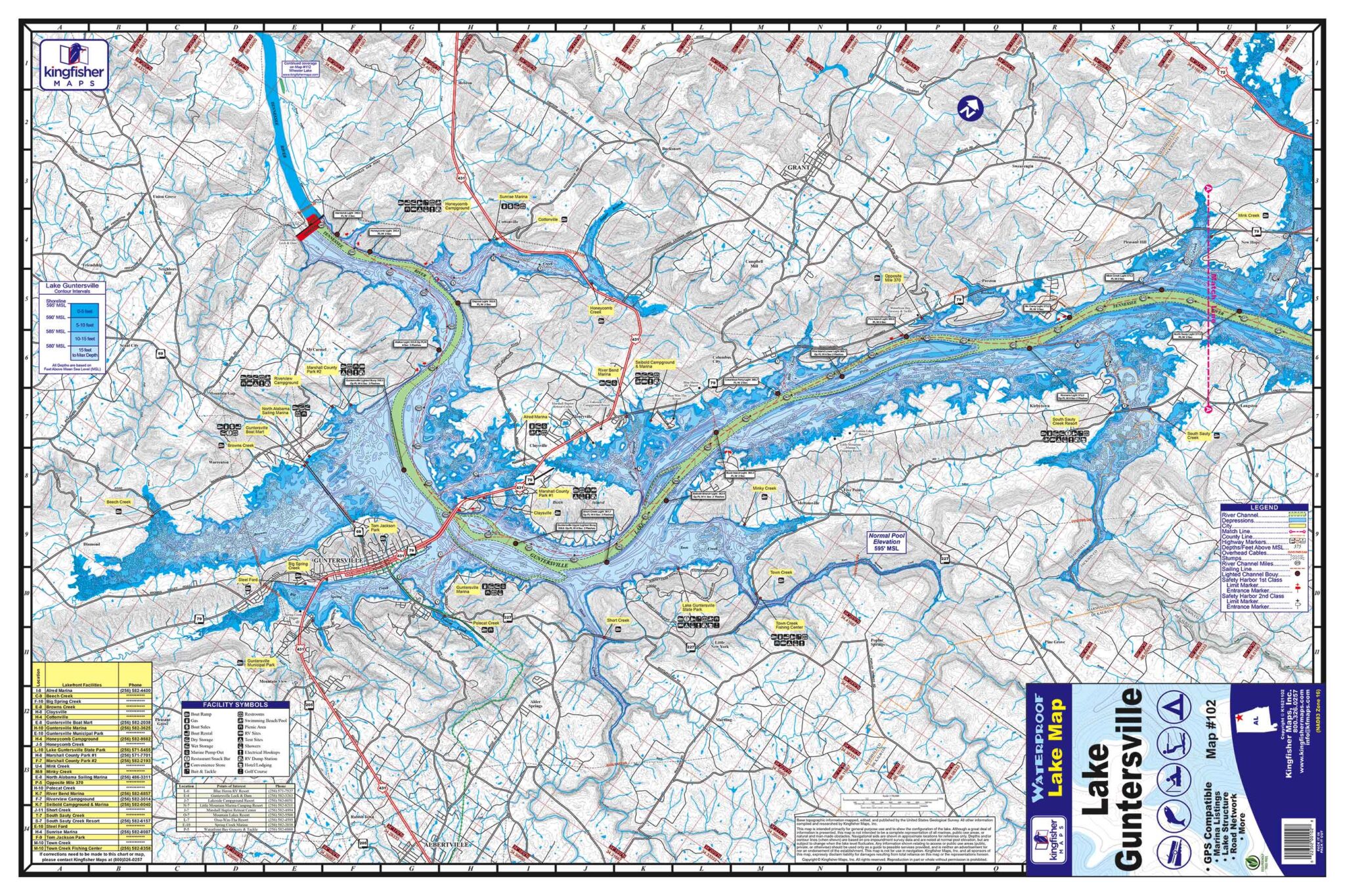 Guntersville Waterproof Map #102 – Kingfisher Maps, Inc.