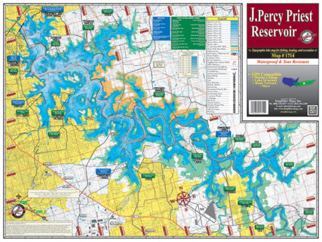 J. Percy Priest Lake Waterproof Map #1714 – Kingfisher Maps, Inc.