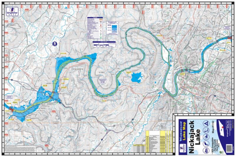 Lake Nickajack Waterproof Map #1742 – Kingfisher Maps, Inc.