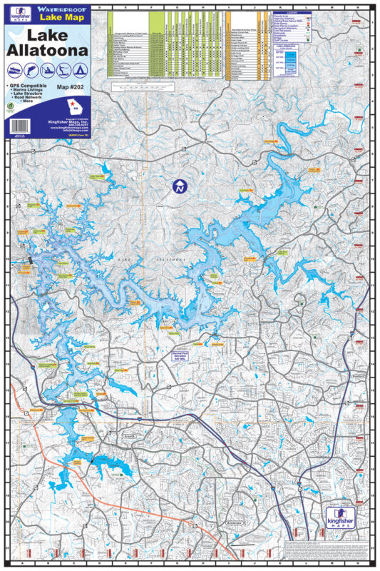 Lake Allatoona Waterproof Map #202 – Kingfisher Maps, Inc.
