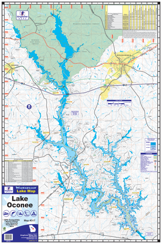 Lake Oconee Waterproof Map #317 – Kingfisher Maps, Inc.