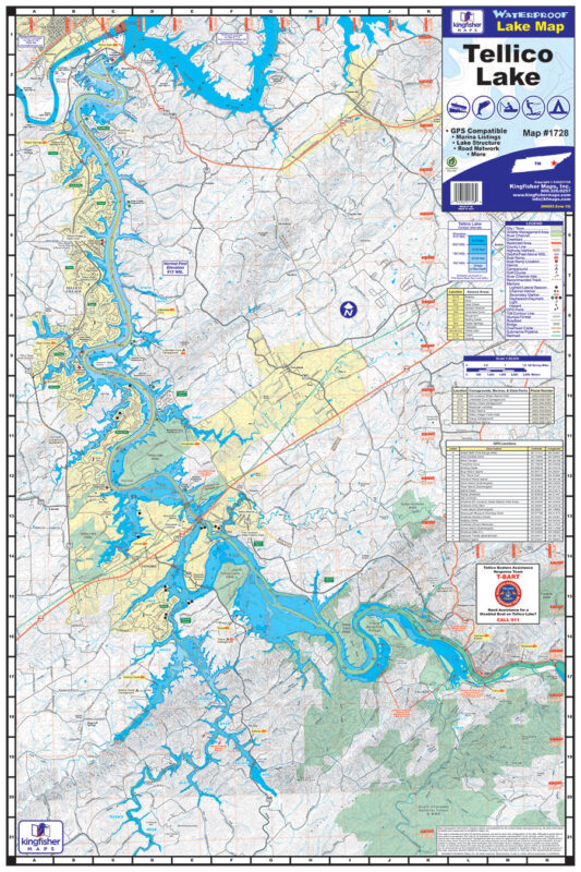 Tellico Lake Waterproof Map #1728 – Kingfisher Maps, Inc.
