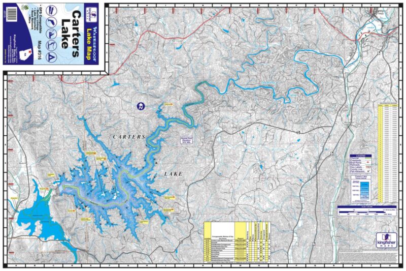 Carters Lake Waterproof Map #316 – Kingfisher Maps, Inc.