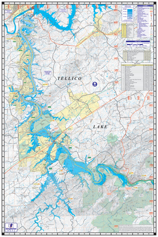 Tellico Lake Waterproof Map #1728 – Kingfisher Maps, Inc.