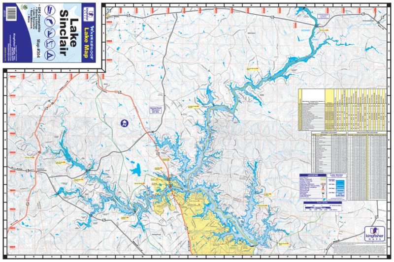 Lake Sinclair Waterproof Map #304 – Kingfisher Maps, Inc.